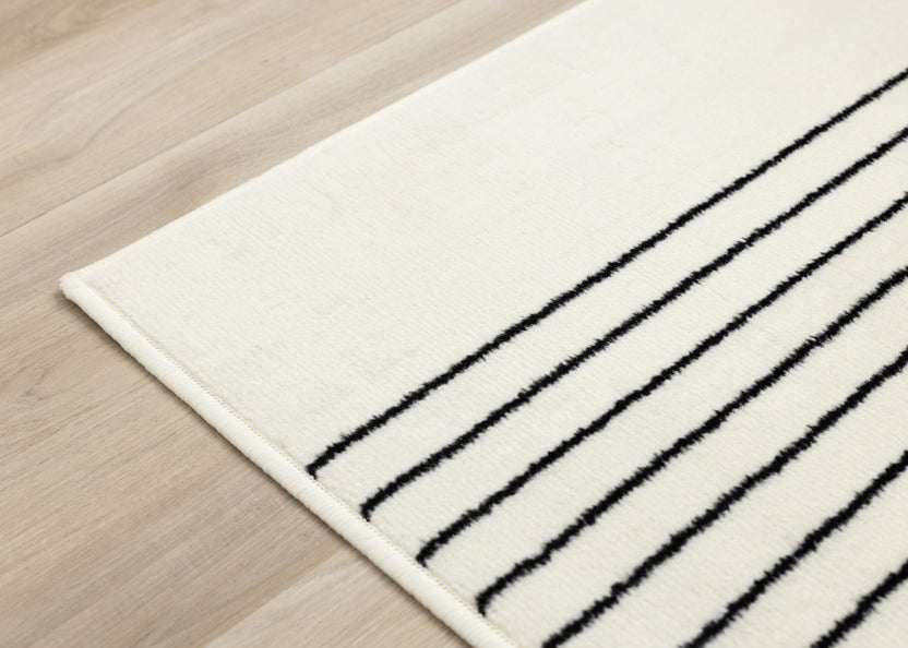 Functional Modern Soundwaves Area Rug - 5' X 8' - White/Black | Leon's