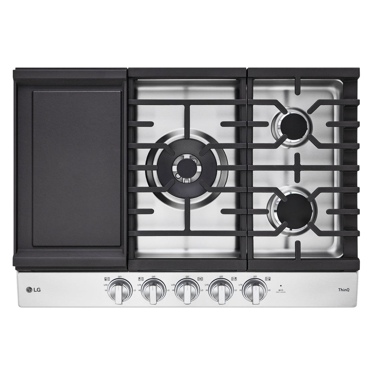 LG Stainless Steel 30” Smart Gas Cooktop with 22K BTU, EasyClean ...