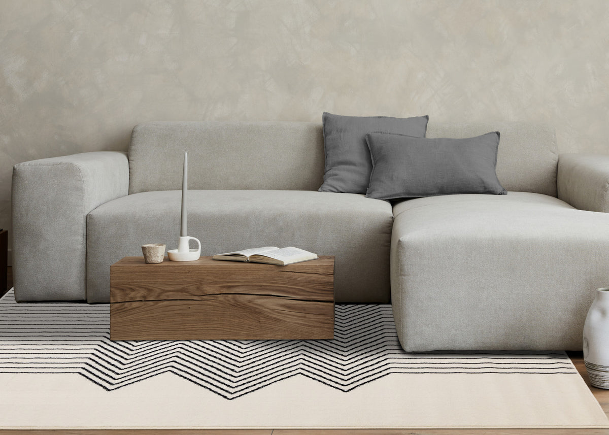 Functional Modern Soundwaves Area Rug - 5' X 8' - White/Black | Leon's