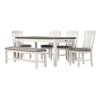 Danny 7-Piece Extendable Dining Set - White and Dark Grey | Leon's