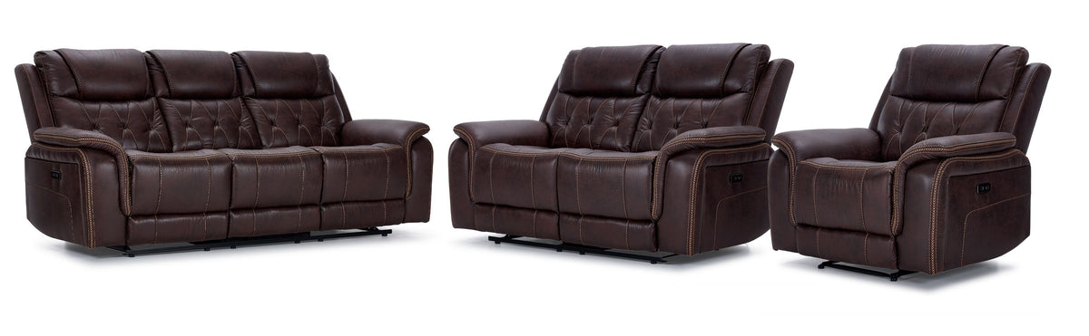 Laredo Power Reclining Sofa, Loveseat and Chair Set - Walnut | Leon's
