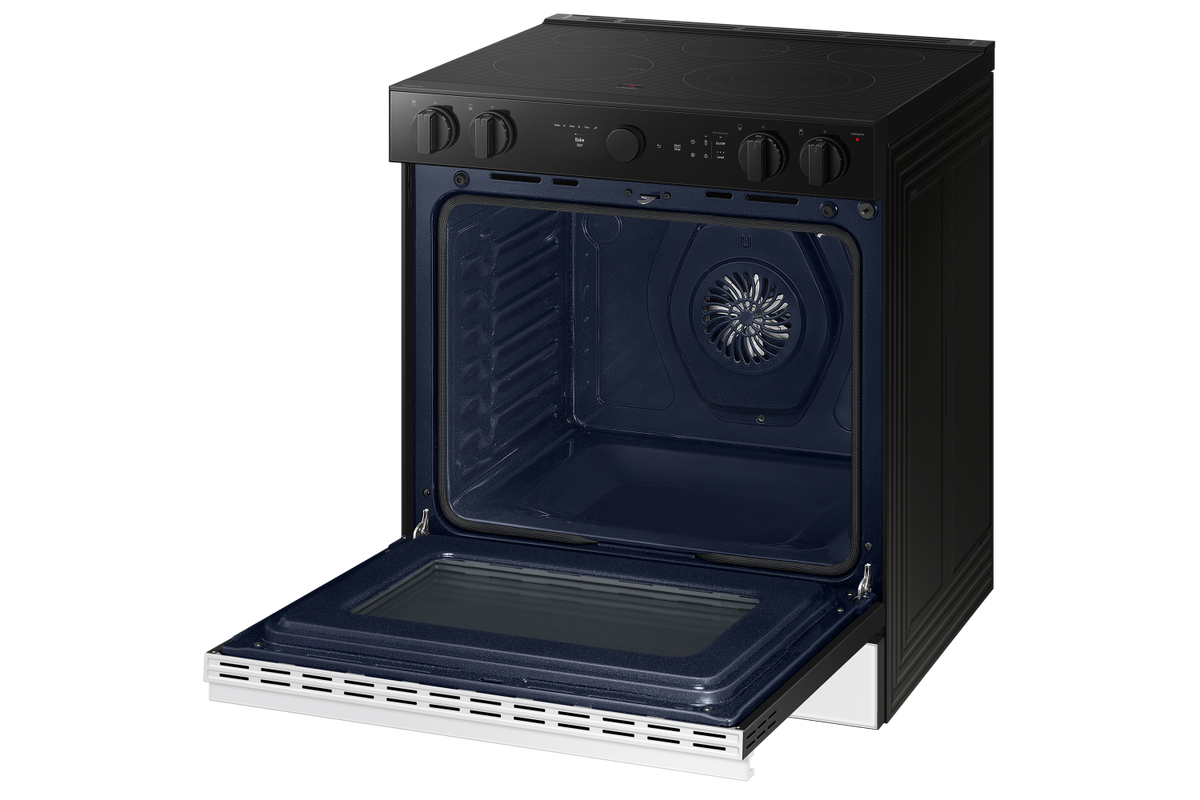 Samsung BESPOKE White Glass 30" True Convection Slide In Range with Air ...
