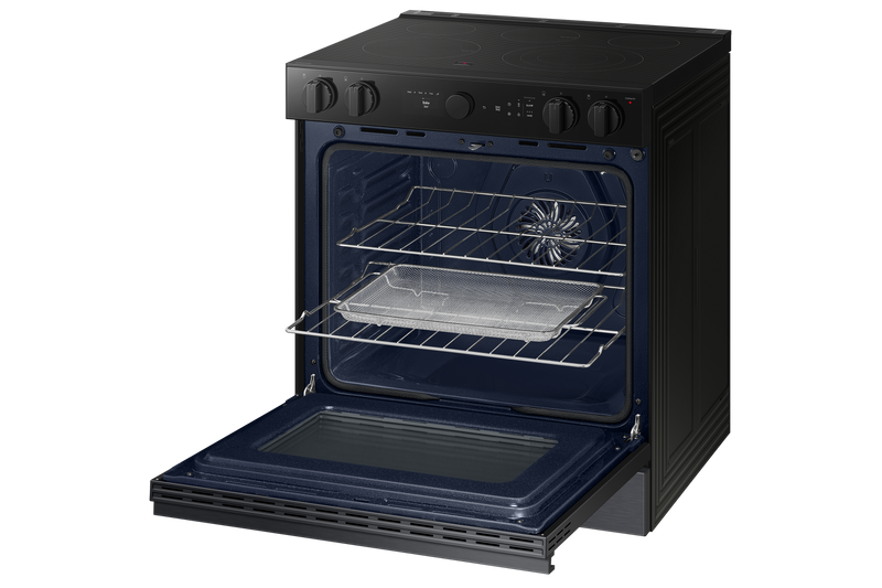 Samsung BESPOKE Matte Black Steel 30" True Convection Slide In Range ...