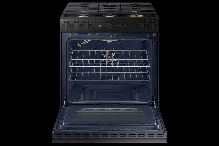 Samsung BESPOKE Matte Black Steel 30" Gas True Convection Slide in ...