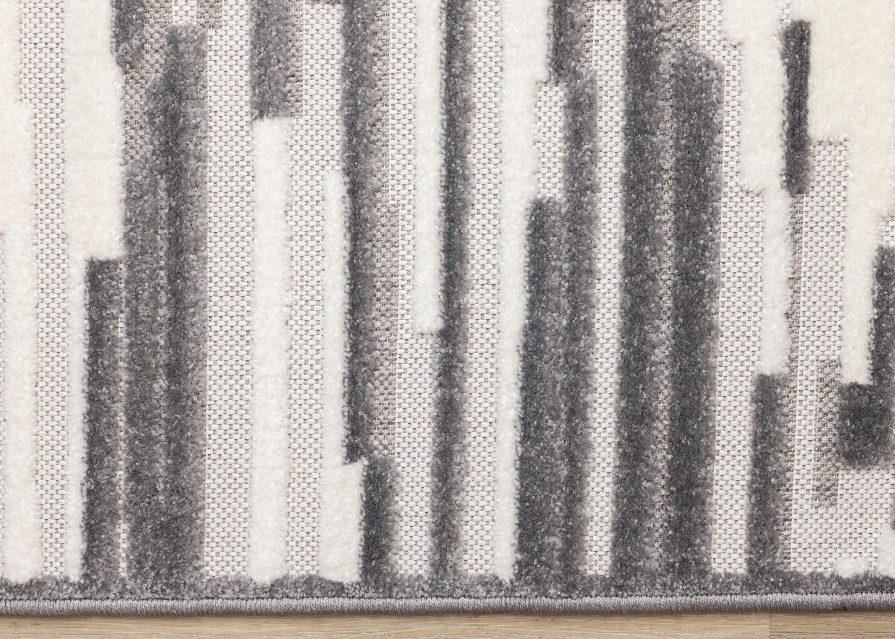 Pixel Drift 5'3" x 7'7" Broken Lines Design Area Rug - Grey, White | Leon's