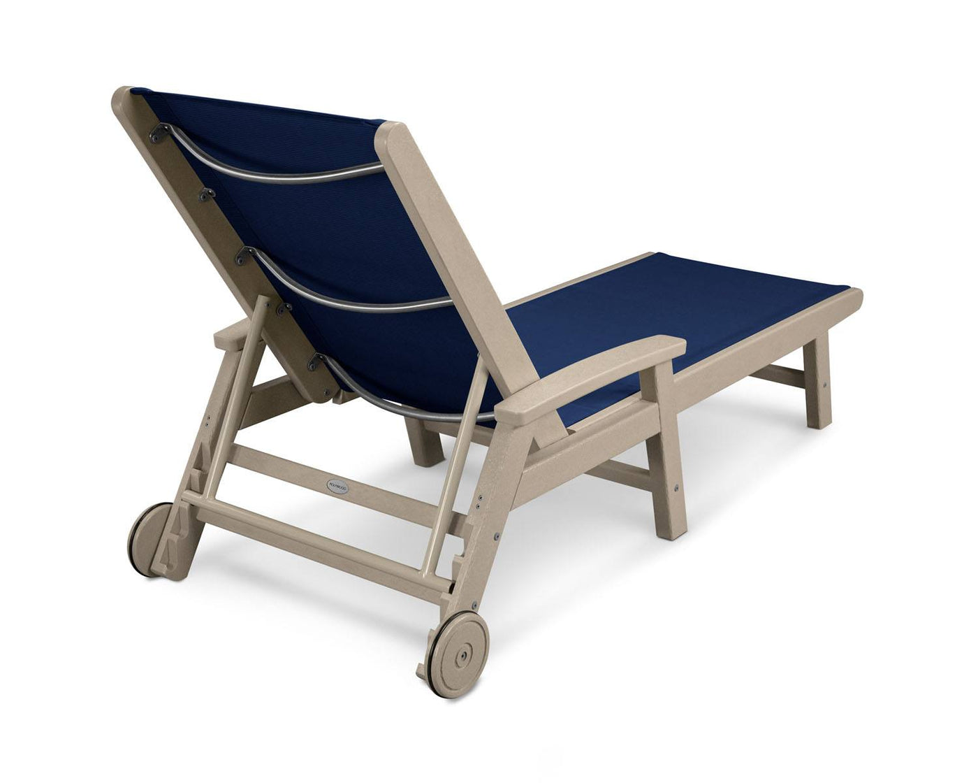 POLYWOOD® Coastal Wheel Chaise - Sand/Navy Blue | Leon's