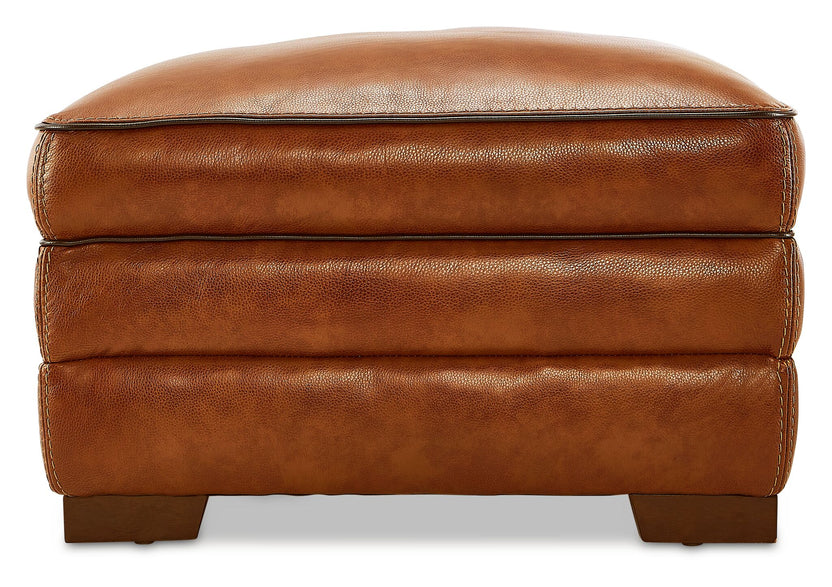 Stampede Leather Ottoman - Chestnut | Leon's