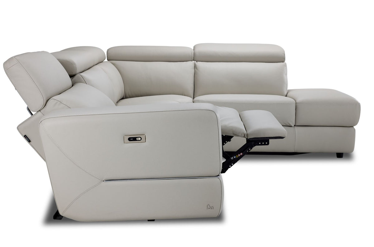 Bianca 3-Piece Power Sectional with Right Facing Chaise - Light Grey ...