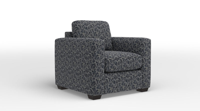Caleb Accent Chair - Boxes Dark Blue | Leon's