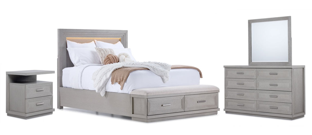 Fresh Perspective Cascade 6-Piece King Storage Bench Bedroom Package ...