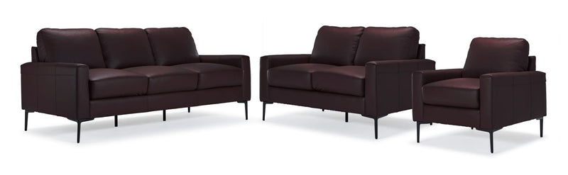 Chito Leather Sofa, Loveseat and Chair Set - Mocha | Leon's