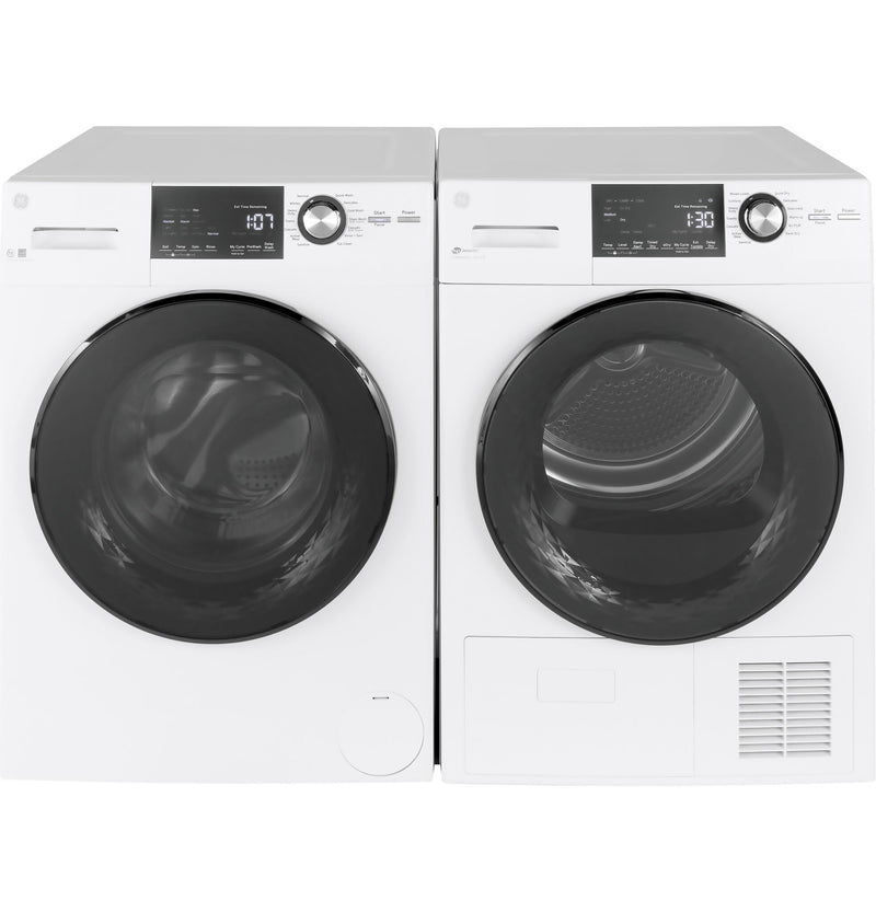 GE White Front Load Washer with Steam (2.8 IEC Cu.Ft.) & Ventless ...