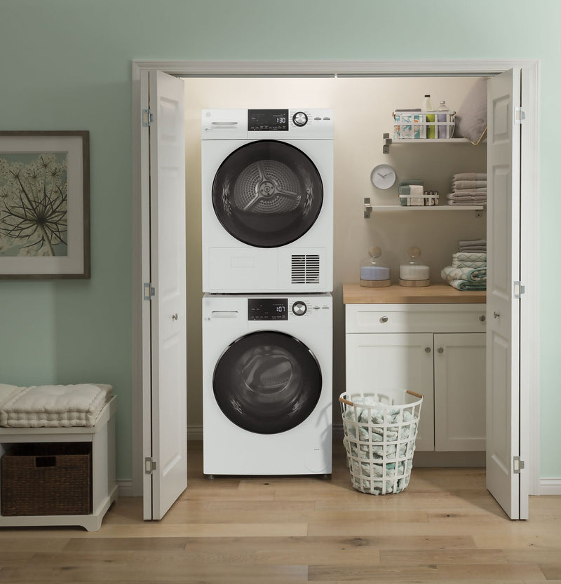 GE White Front Load Washer with Steam (2.8 IEC Cu.Ft.) & Ventless ...