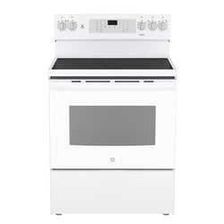 GE White Freestanding Electric Convection Range with No-Preheat Air Fry ...