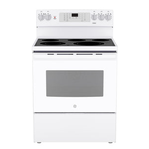 GE White Freestanding Electric Range (5.0 Cu. Ft.) - JCB630DKWW | Leon's