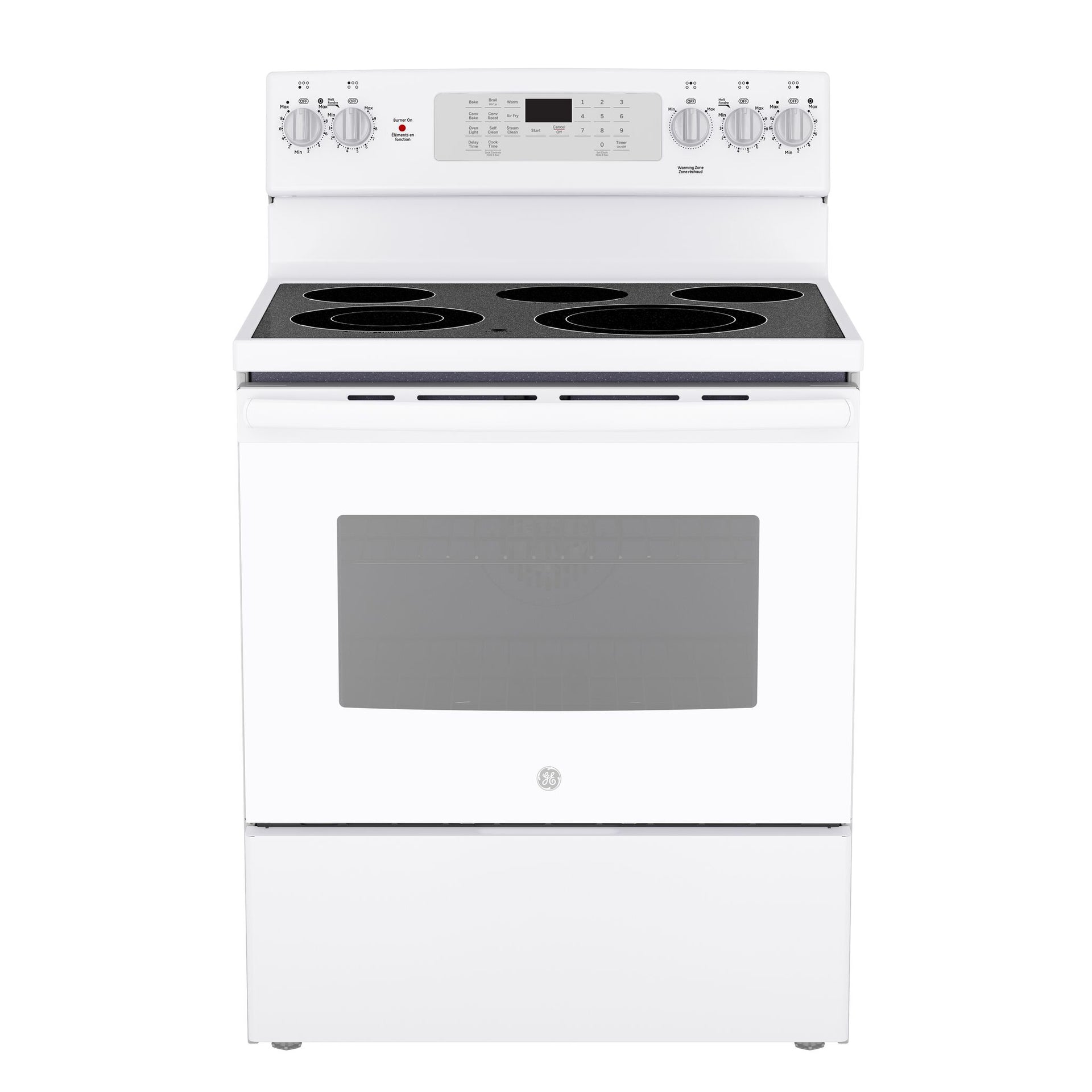 GE White Freestanding Electric Convection Range with No-Preheat Air Fry ...