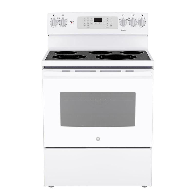 GE White Freestanding Electric Convection Range with No-Preheat Air Fry ...