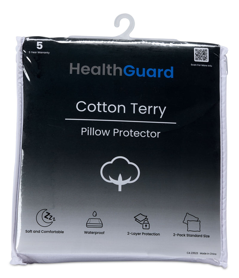 HealthGuard Premium Terry Waterproof Standard Pillow Protector - 2PK ...