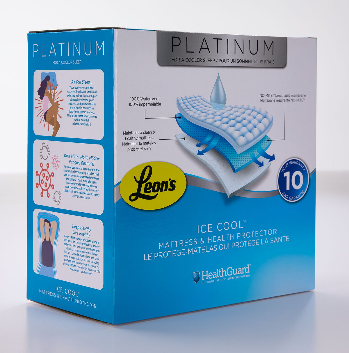 Platinum King Health Guard & Pillow Protectors Set - Ice Cool | Leon's