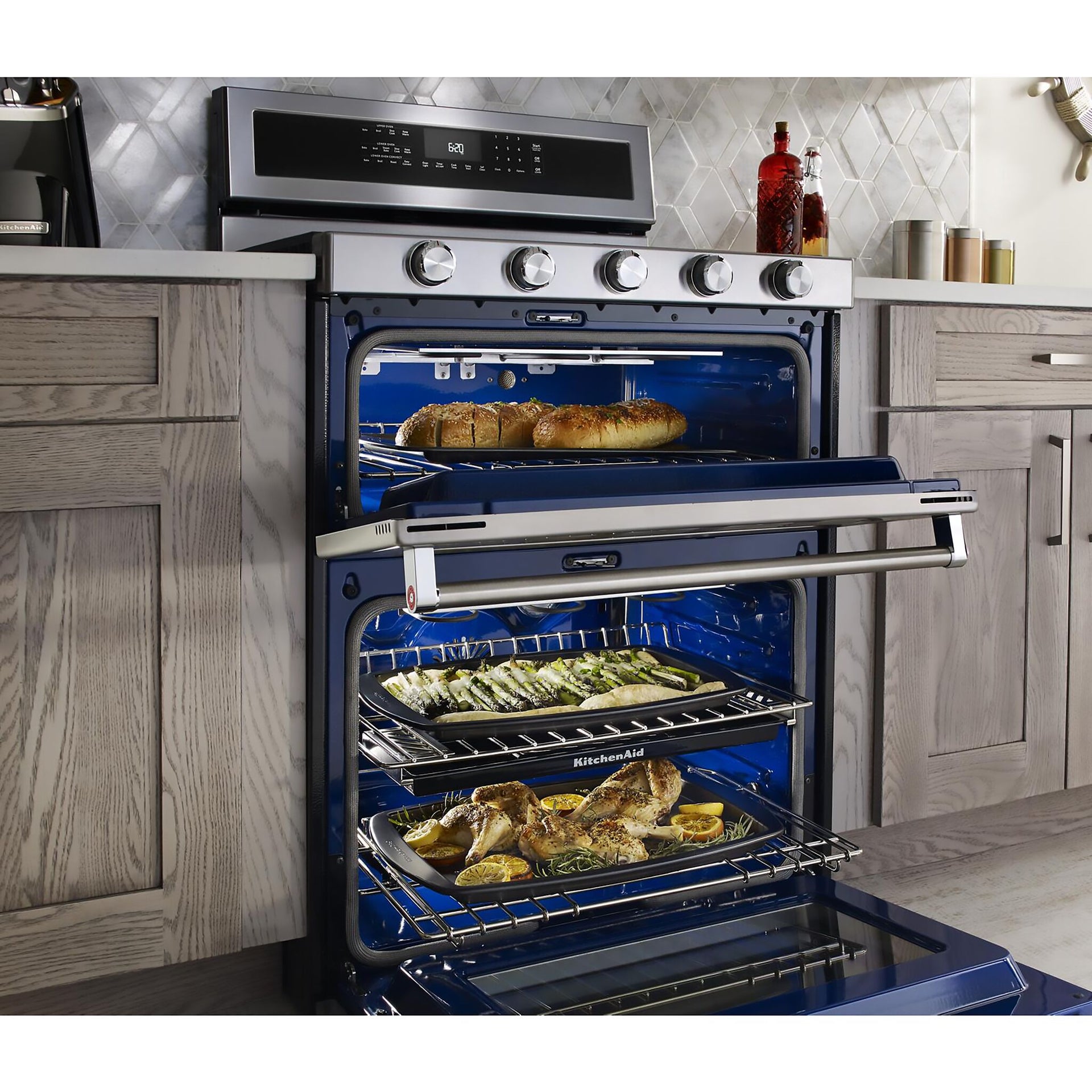KitchenAid Stainless Steel Dual-Fuel Double Convection Range (6.7 Cu ...