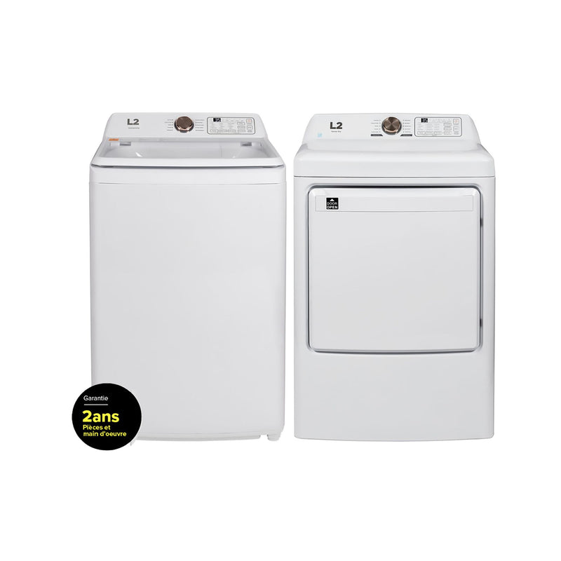 L2 White Top-Load Washer (4.7 Cu.Ft.) and Electric Dryer (7 Cu.Ft ...