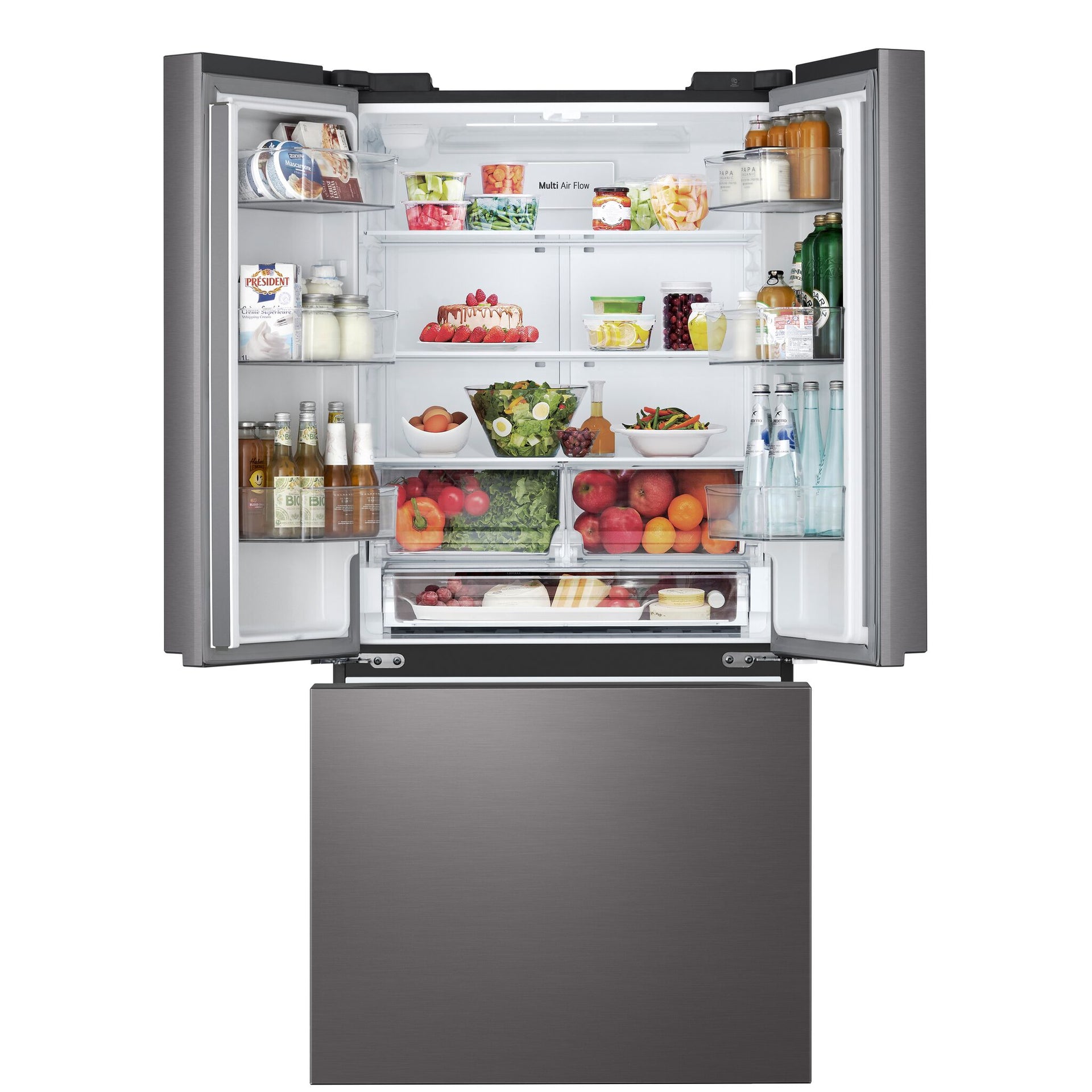 LG Smudge Resistant Black Stainless Steel French Door Refrigerator with ...