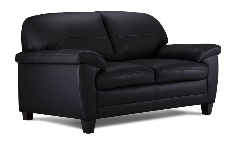 Raphael Leather Sofa, Loveseat and Chair Set - Raven | Leon's