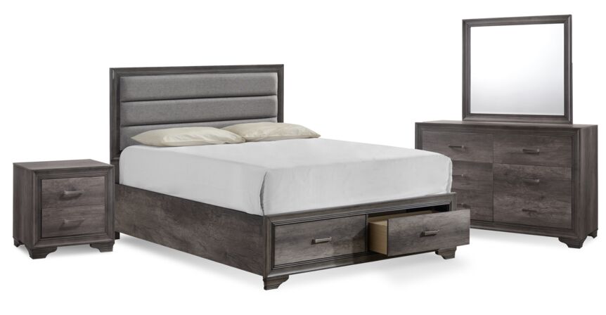 Sophie 6-Piece King Storage Bedroom Package - Weathered Grey | Leon's