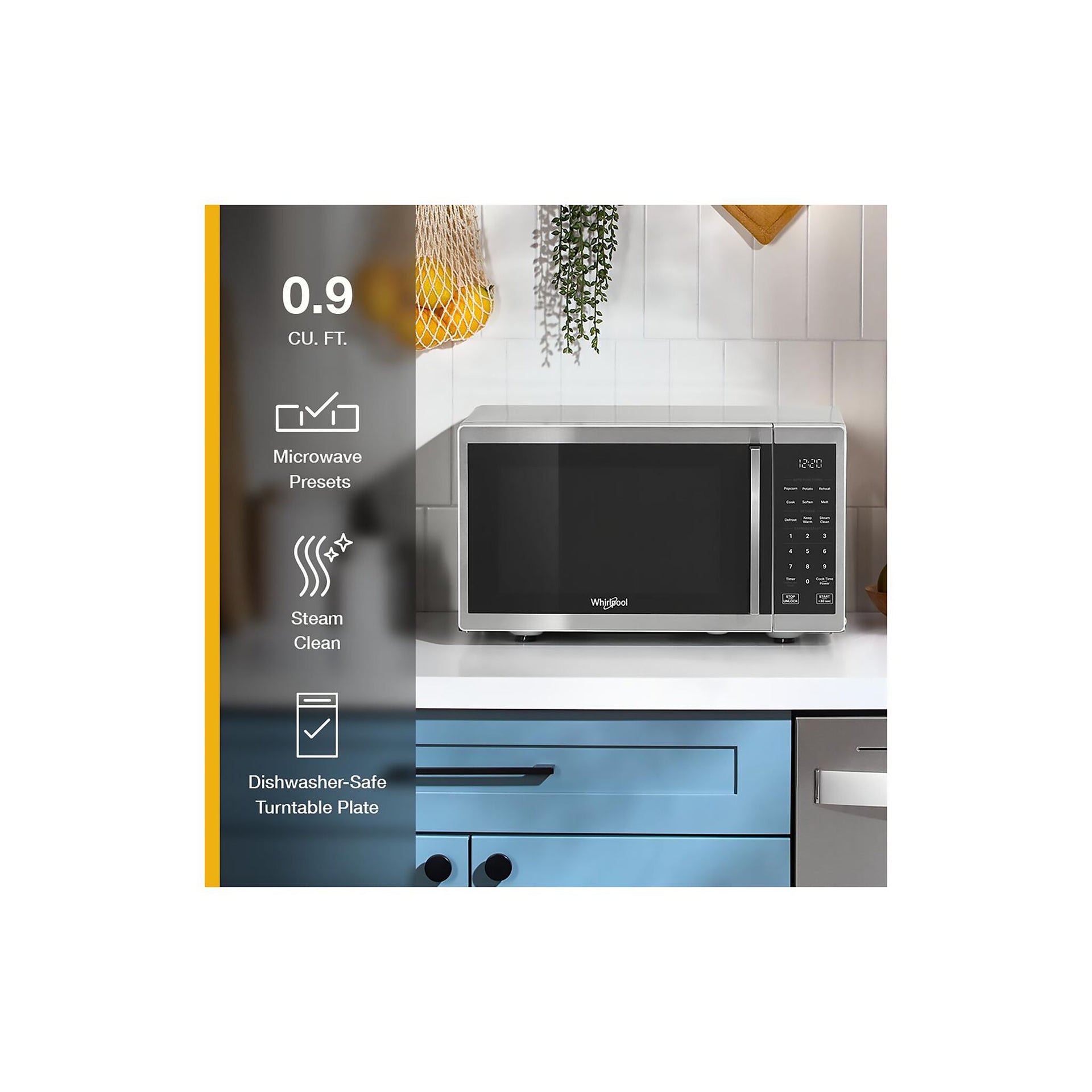 Whirlpool Stainless Steel Countertop Microwave (0.9 cu ft) - WMCS3019RS ...