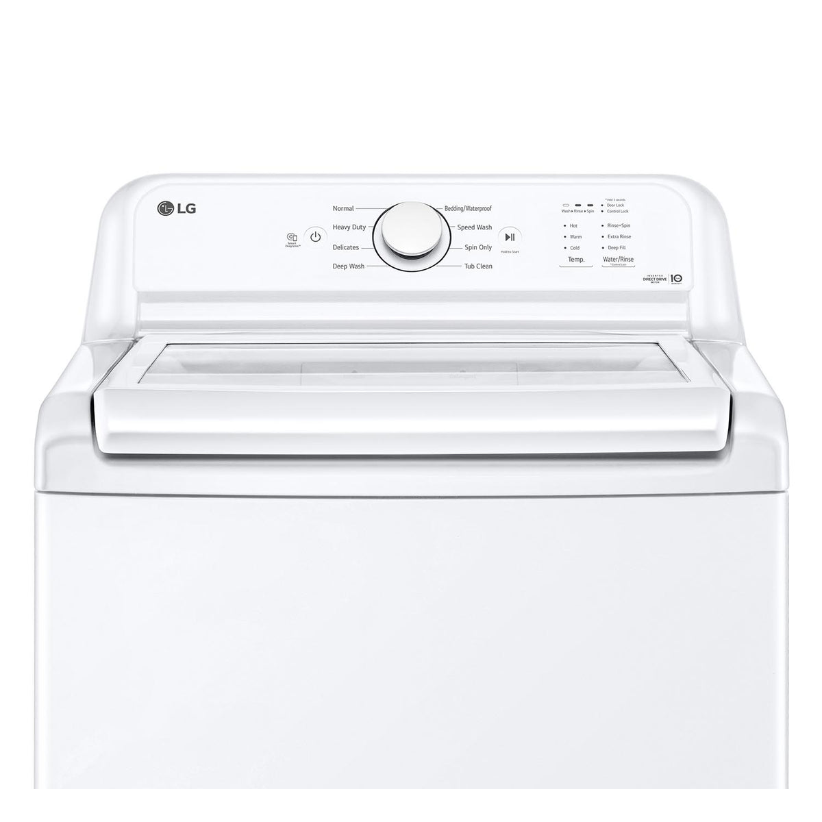 LG White Top Load Washer with Agitator and SlamProof® Glass Lid (4.8 Cu ...