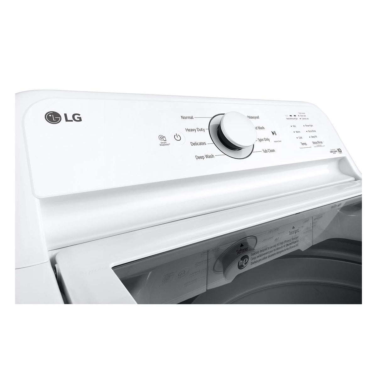 LG White Top Load Washer with Agitator and SlamProof® Glass Lid (4.8 Cu ...