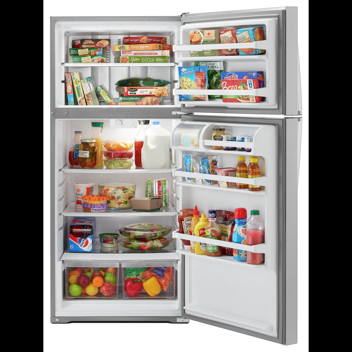 Whirlpool Monochromatic Stainless Steel Top-Freezer Refrigerator (14 Cu ...