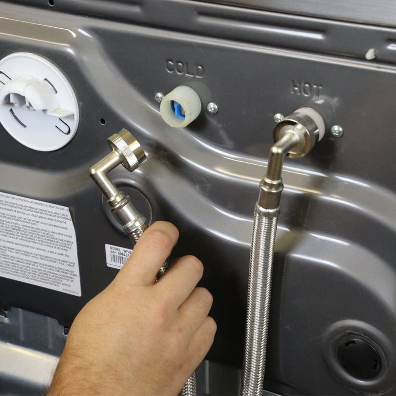 5 Ft Stainless Steel Washer Machine Hose with 90 deg elbow - 48374 | Leon's