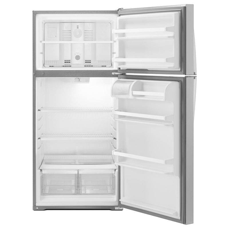 Whirlpool Monochromatic Stainless Steel Top-Freezer Refrigerator (14 Cu ...