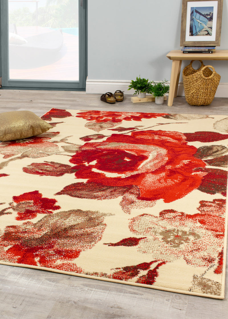 Fiona 5'3" X 7'4" Vintage Rug - Cream Red Area Rug | Leon's