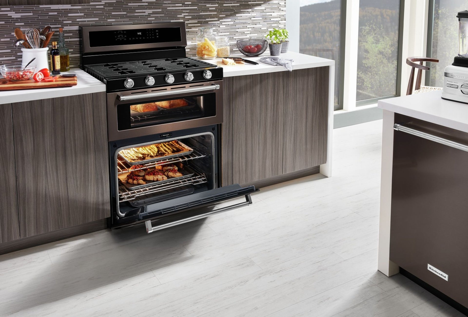 KitchenAid® Black Stainless Double Oven Gas Range (6.0 Cu. Ft ...