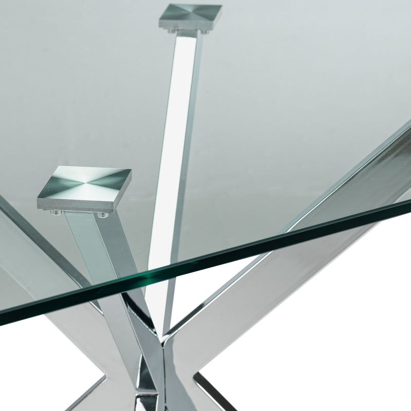 Darron Dining Table - Glass, Chrome | Leon's