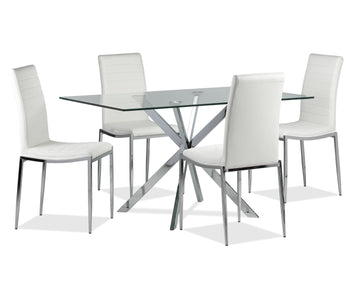 Arabella 5-Piece Dining Set with Upholstered Back - Black, Brown | Leon's