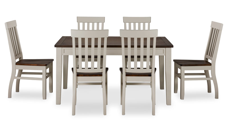 Caylie 7-Piece Dining Set - Ivory, Driftwood | Leon's