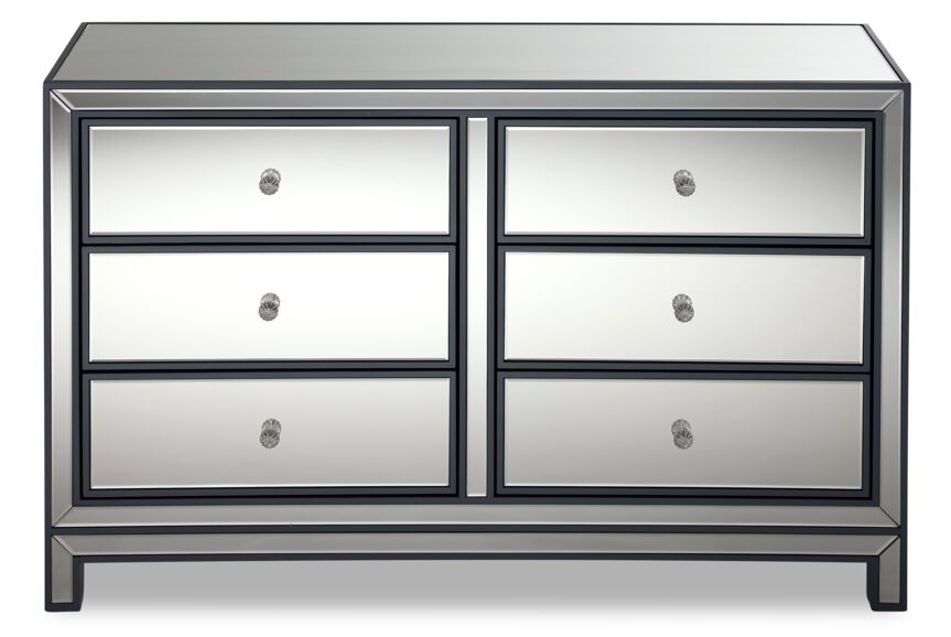 Crystal 6 Drawer Dresser Mirrored Glass Leon s