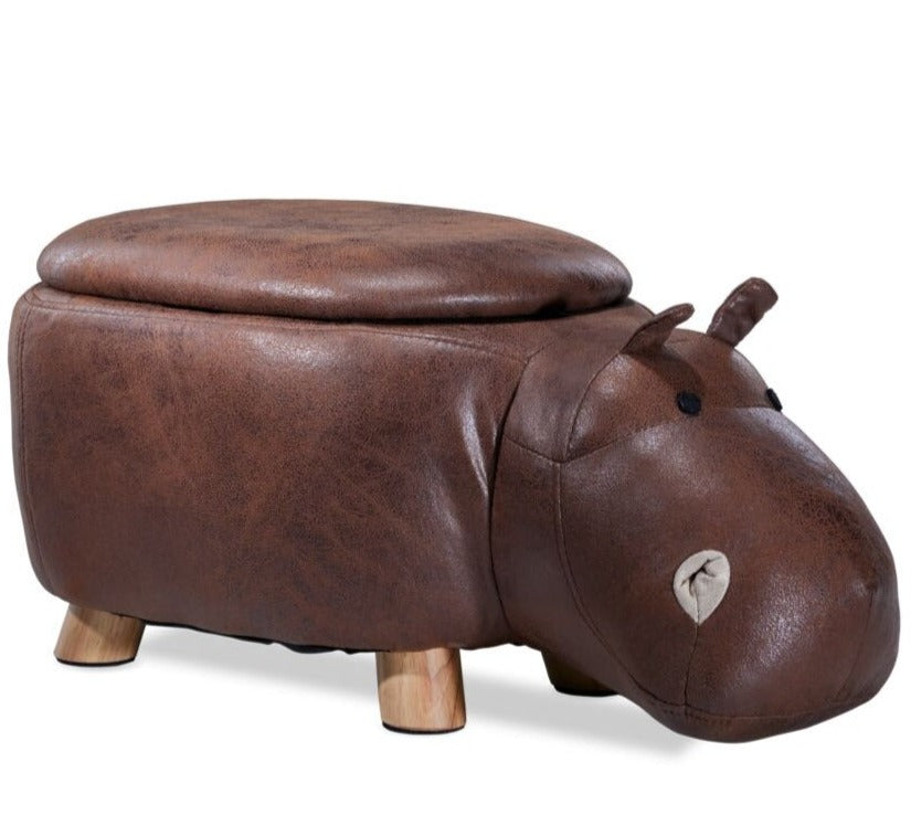Hippopottoman Brown Faux Leather Storage Ottoman | Leon's