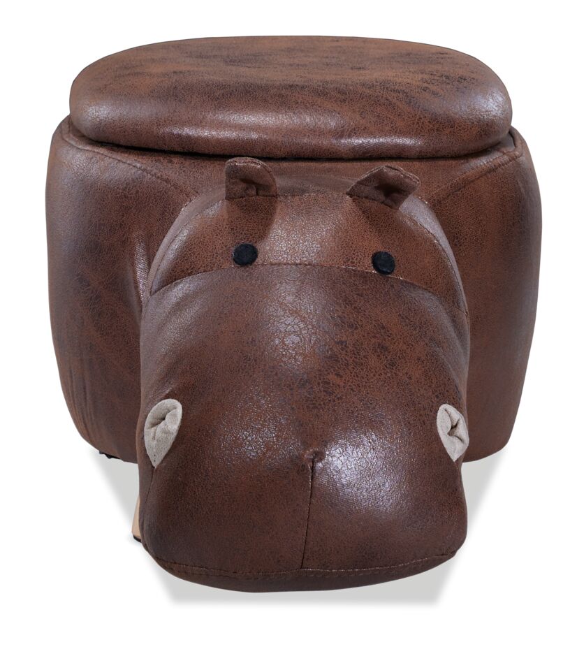 Hippopottoman Brown Faux Leather Storage Ottoman | Leon's