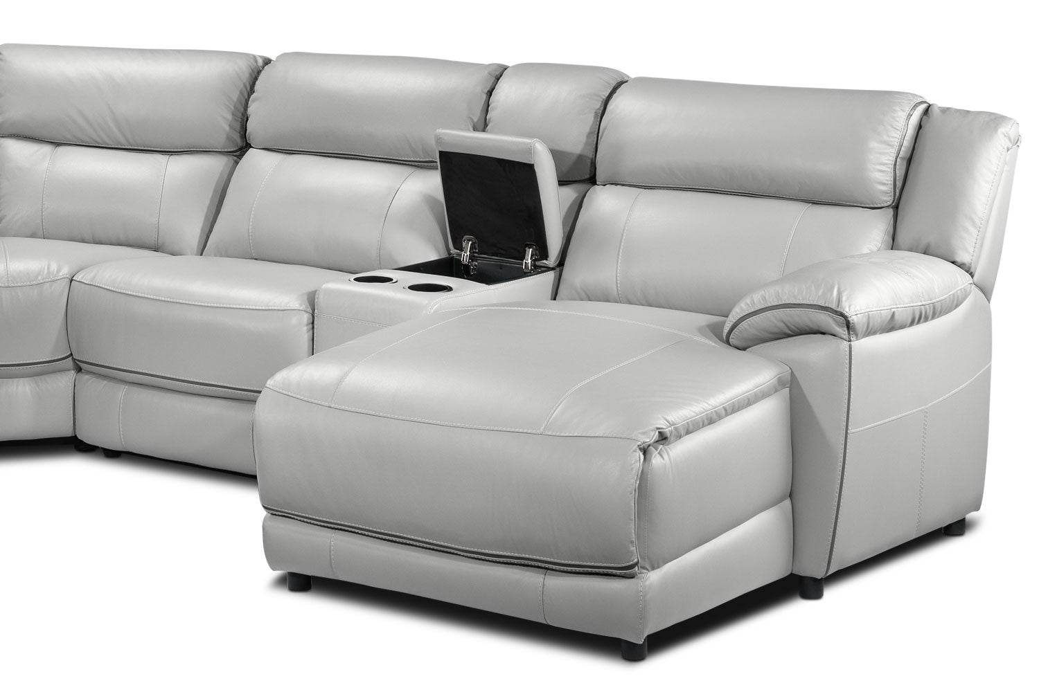 Holton Leather 6 Piece Sectional with Right Facing Chaise Grey